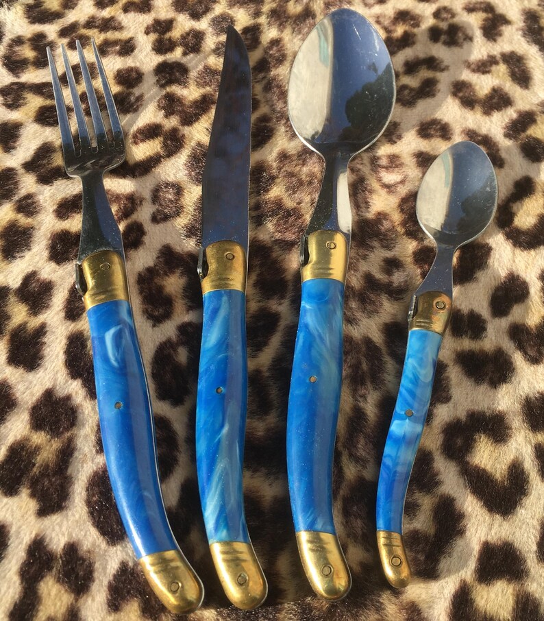 LAGUIOLE 1970s French CUTLERY FLATWARE~ 24 Pieces + Meat Carving Set ...