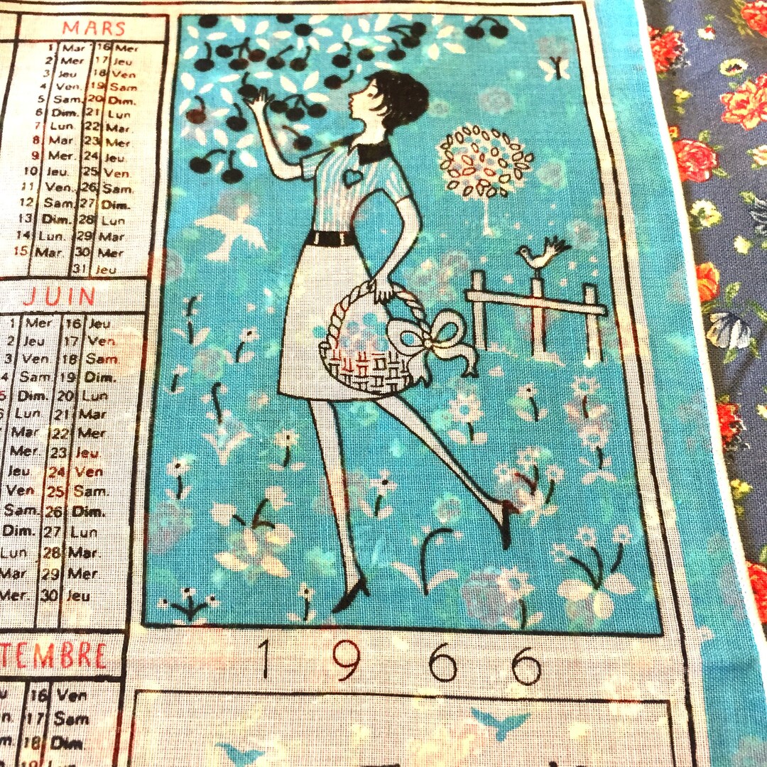 French 1960s Collectible Calendar Handkerchief/pocket Square - Dated ...