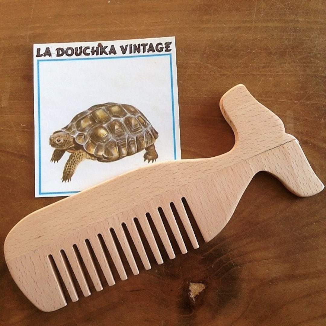 Lovely Natural Wooden Beechwood Whale Comb - Wide Tooth Beach Wood Comb ...