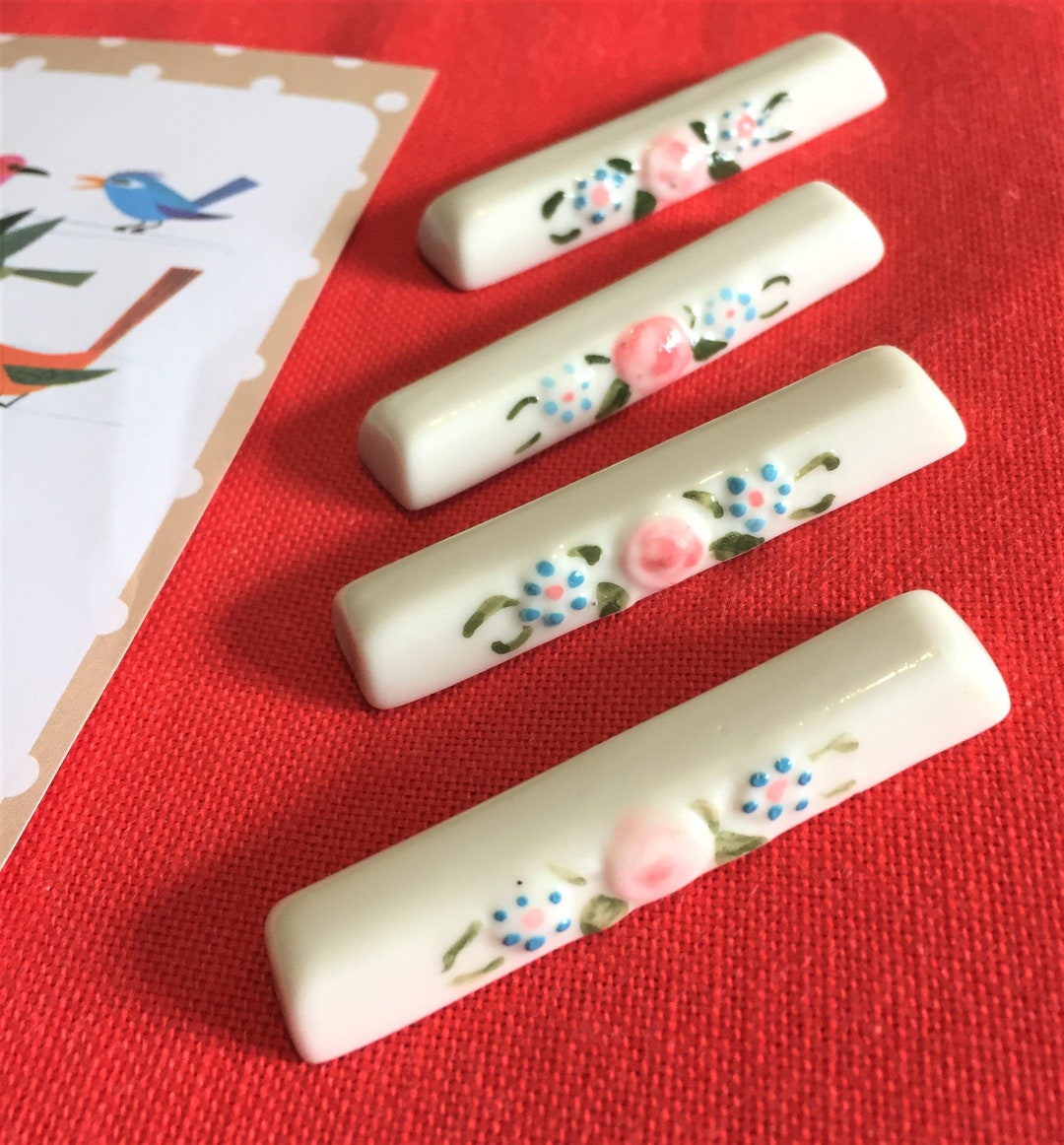 French Vintage Knife Ceramic Holders / Rests - Set of 4 - Romantic in ...