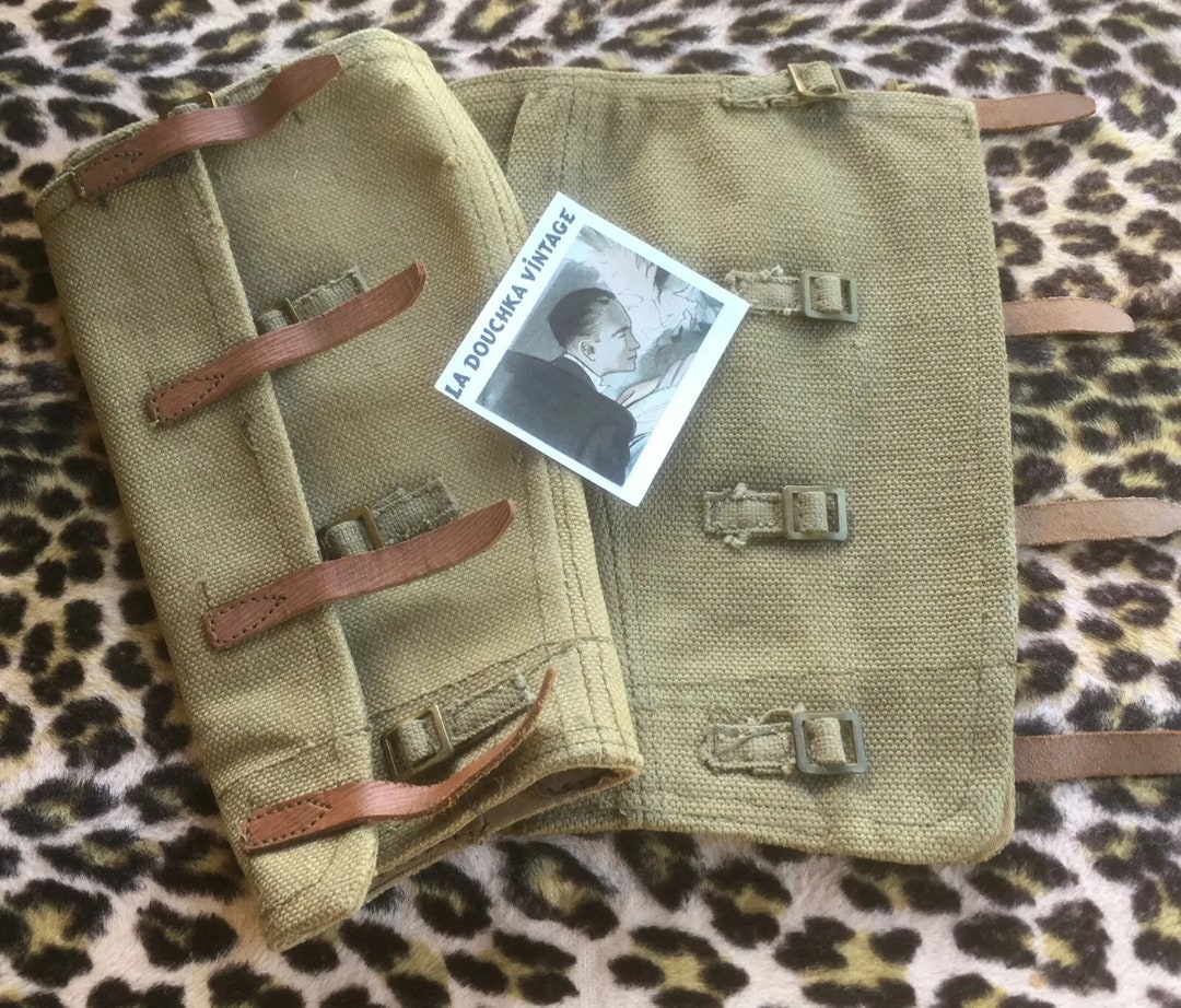 WW2 French Army 1940s Men MOTORCYCLE SPATS GAITERS & Buckles Dated 1945 ...
