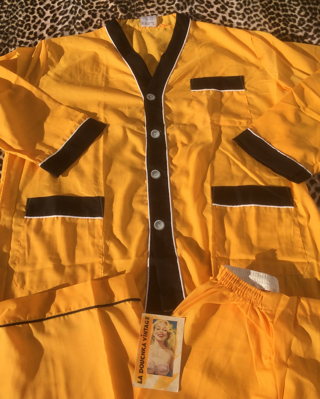 French Groovy 1960s MEN SUMMER PYJAMAS Set Bold Bright Yellow Orange ...
