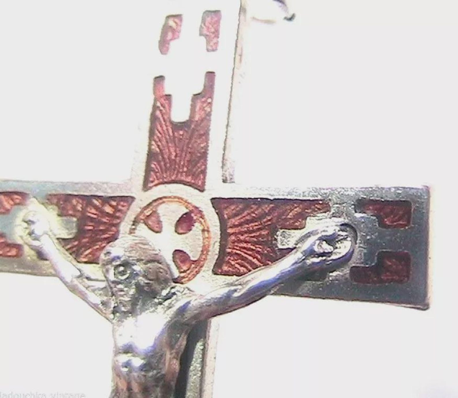 French 1920s Jesus CHRISTIAN CROSS PENDANT~ Silver Plated and ...