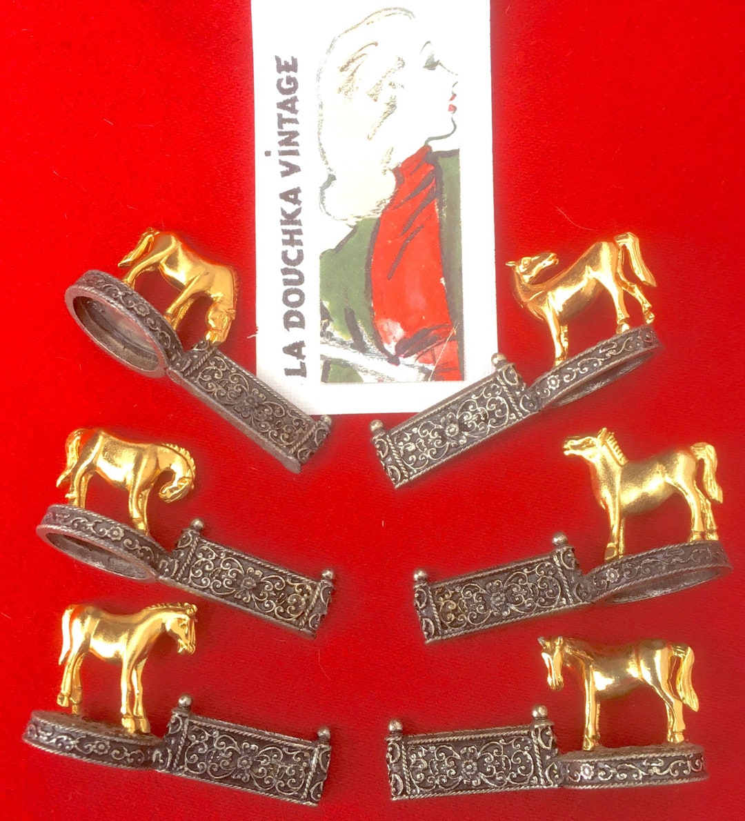 French 1950s HORSE CUTLERY HOLDERS~ Knife /fork /spoon Rests ~ Set of 6 ...
