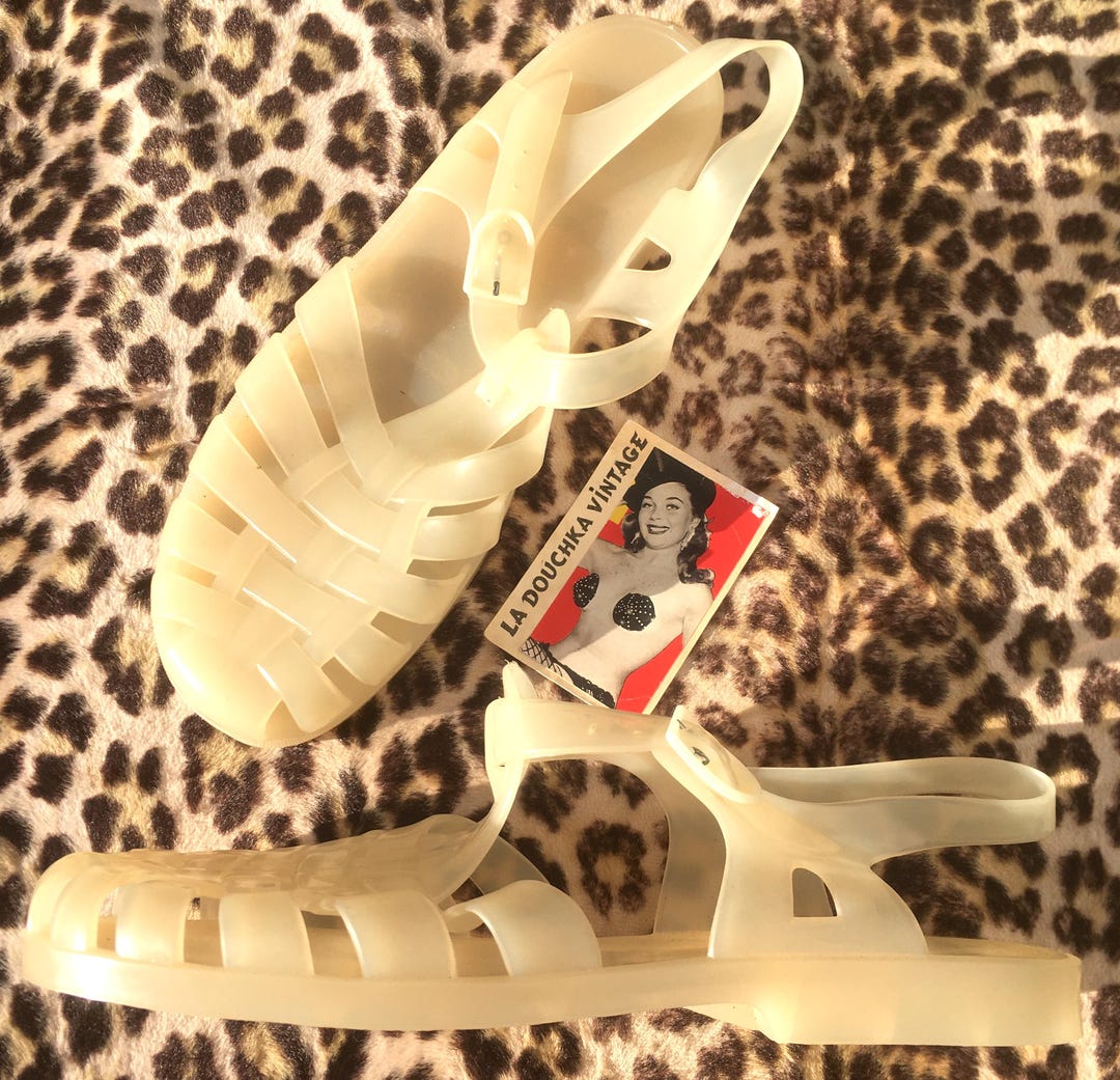 Big Lebowski 1980s French MEN JELLY SHOES Cream Water / Beach / Meduse ...