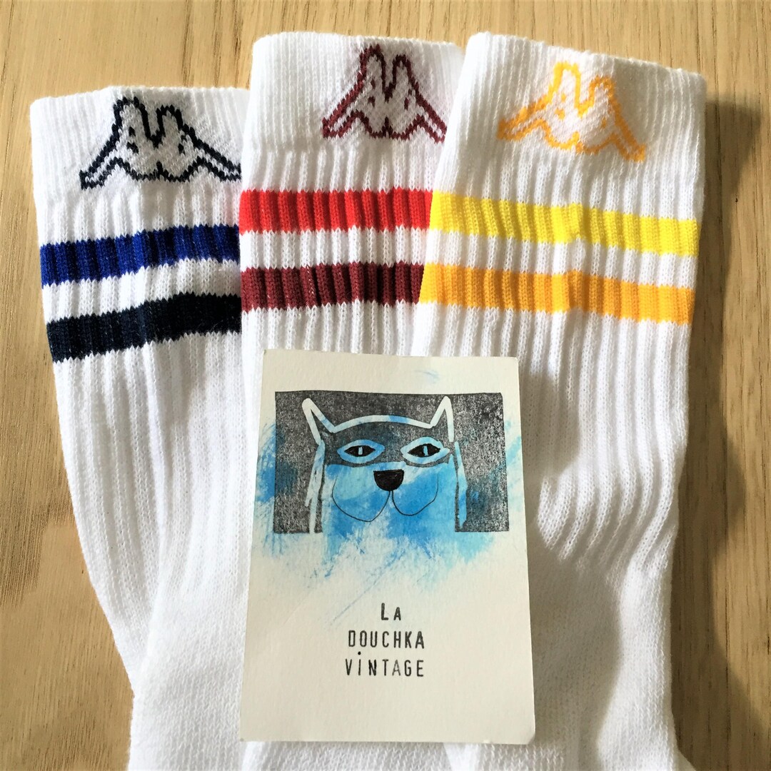 Kappa Vintage Men Athletic Sport Tennis Tube Socks Soft White Cotton ...