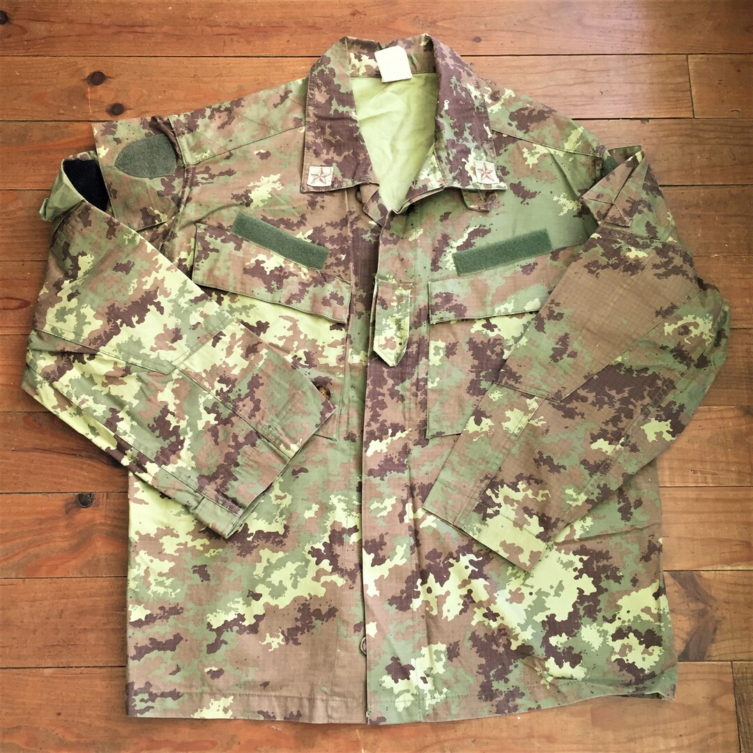 Italian Men Vintage Outdoor Uniform Army Field Jacket - Green Camo ...