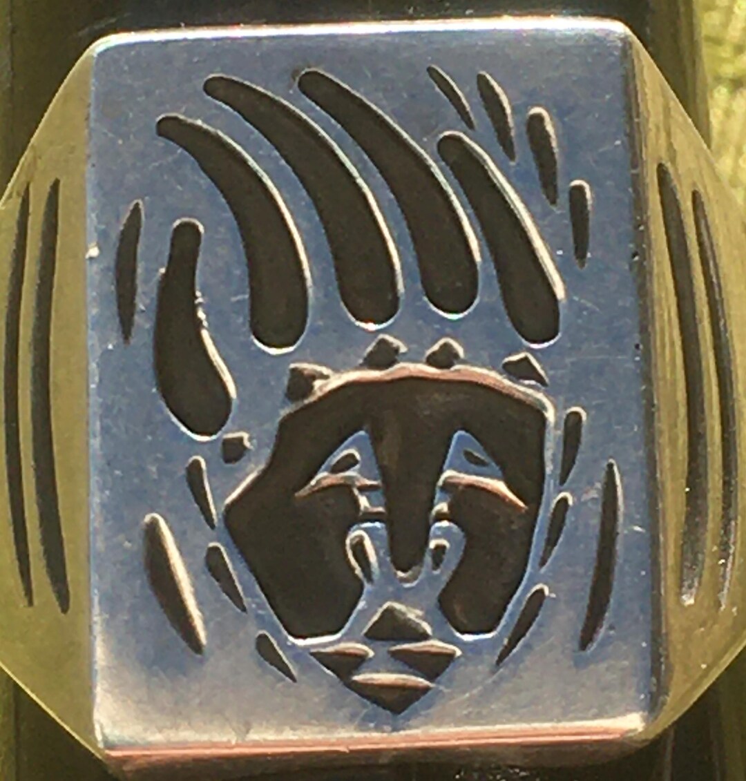 Navajo Native American 1960s Men BEAR CLAW Signet Ring~ Sterling Silver ...