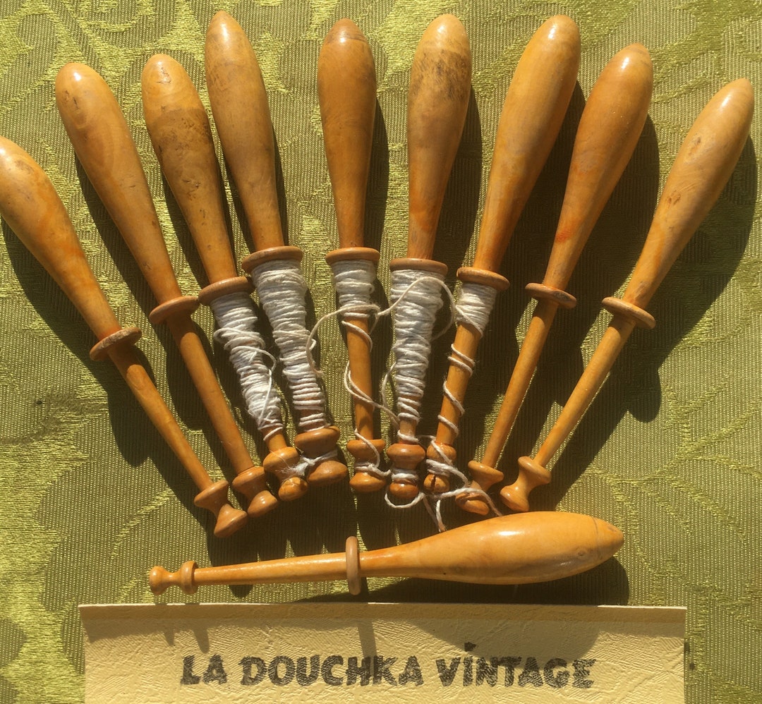 FRENCH 1800s LACEMAKER SPINDLES Lot of 10 Identical Wooden Spools ...