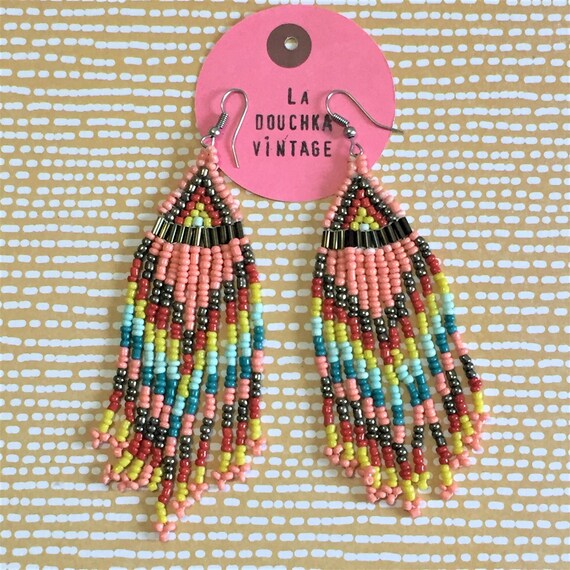 French 1970s Vintage Women Native American Dangle See… - Gem