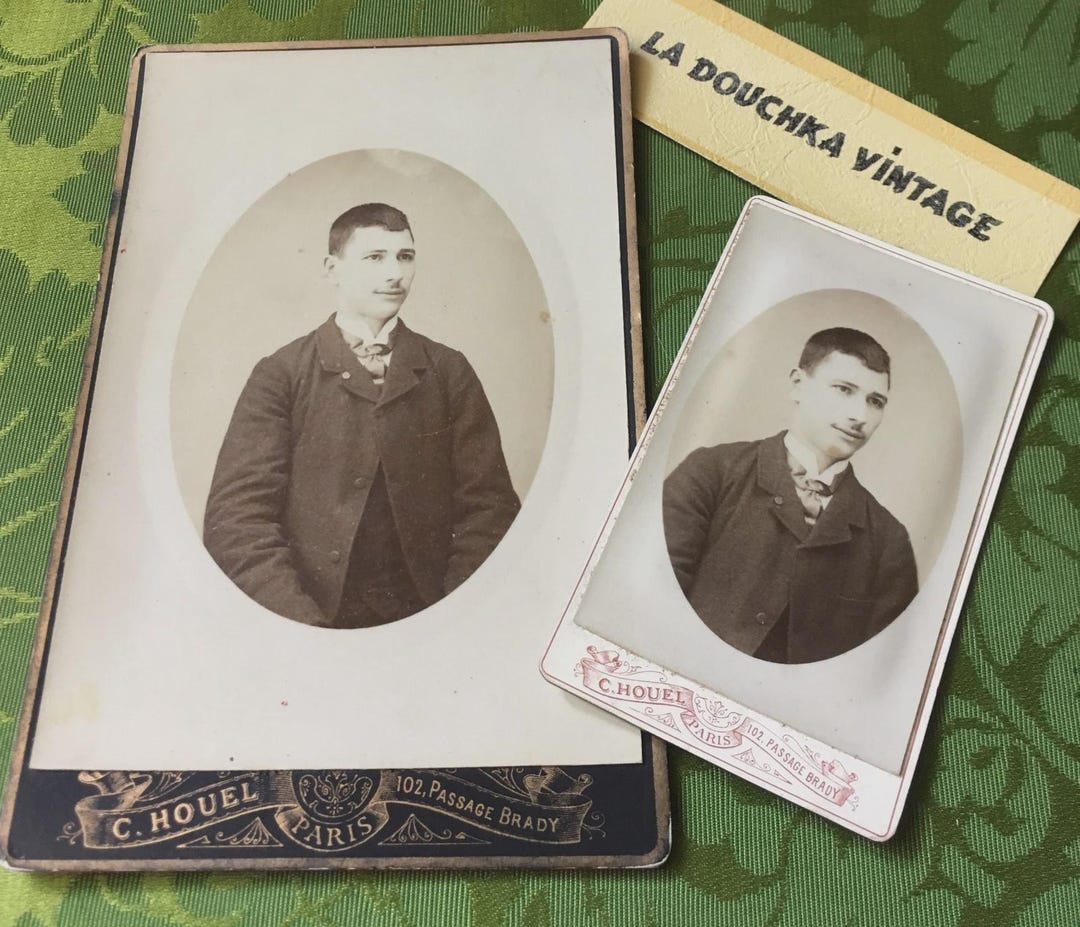 French 1800s / 1900s Victorian CABINET PHOTO CARDS ~ Set of 2 ~ Young ...