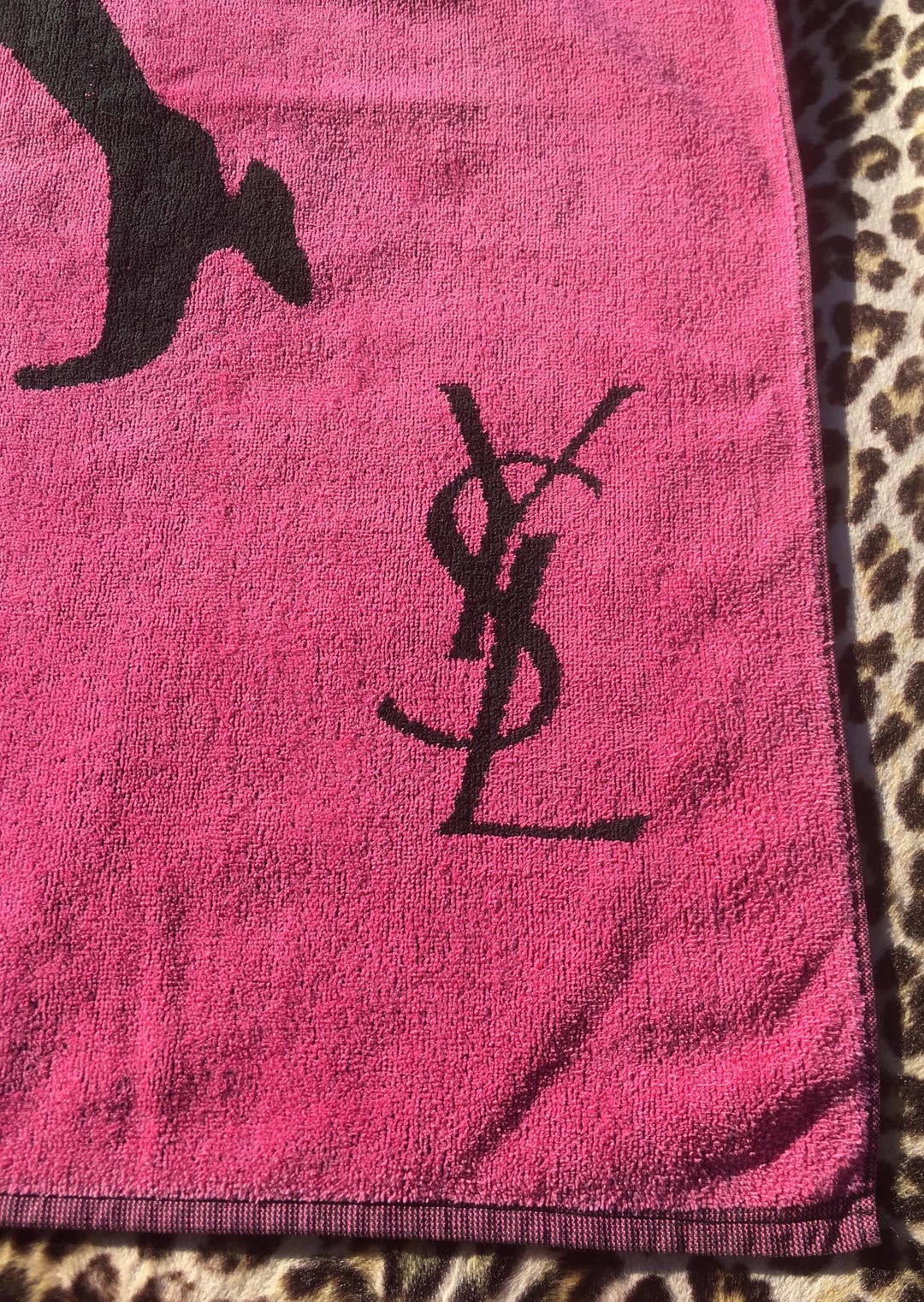Yves SAINT LAURENT 1980s Cotton Bathroom / Beach Towel~ YSL Logo ...