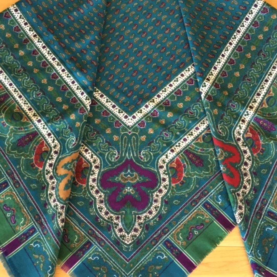 French Rodier 1980s Women Vintage Oversized Bohemain Gypsy Shawl Scarf ...