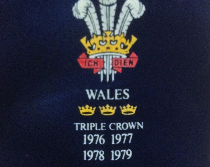 Vintage 1970s Navy Blue Welsh Rugby Men Silk Neck Tie - Wales Triple ...