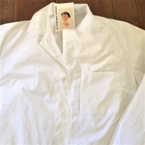 French 1970s Woman Vintage Nurse Chemist Uniform Lab Coat Dress White ...
