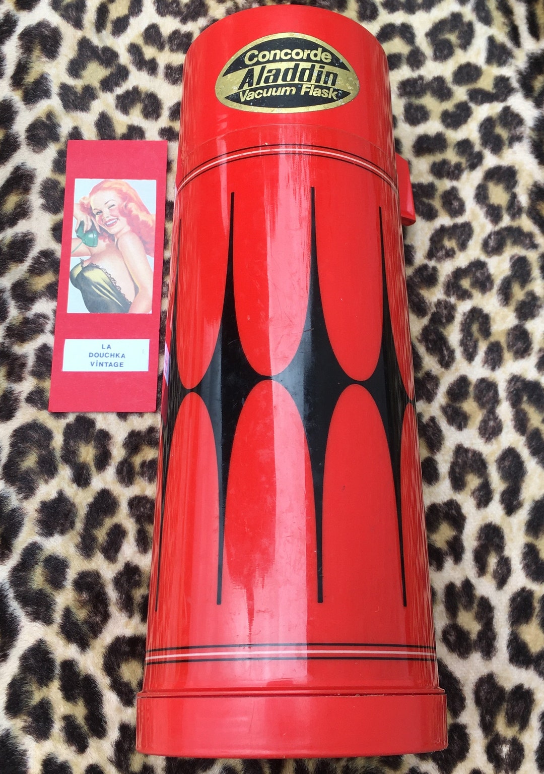Aladdin 1950s Vacuum Flask THERMOS BOTTLE With CUP ~ Christmas Red ...