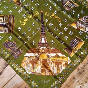 French Women Retro Square Scarf Paris Souvenirs : Famous Monuments ...