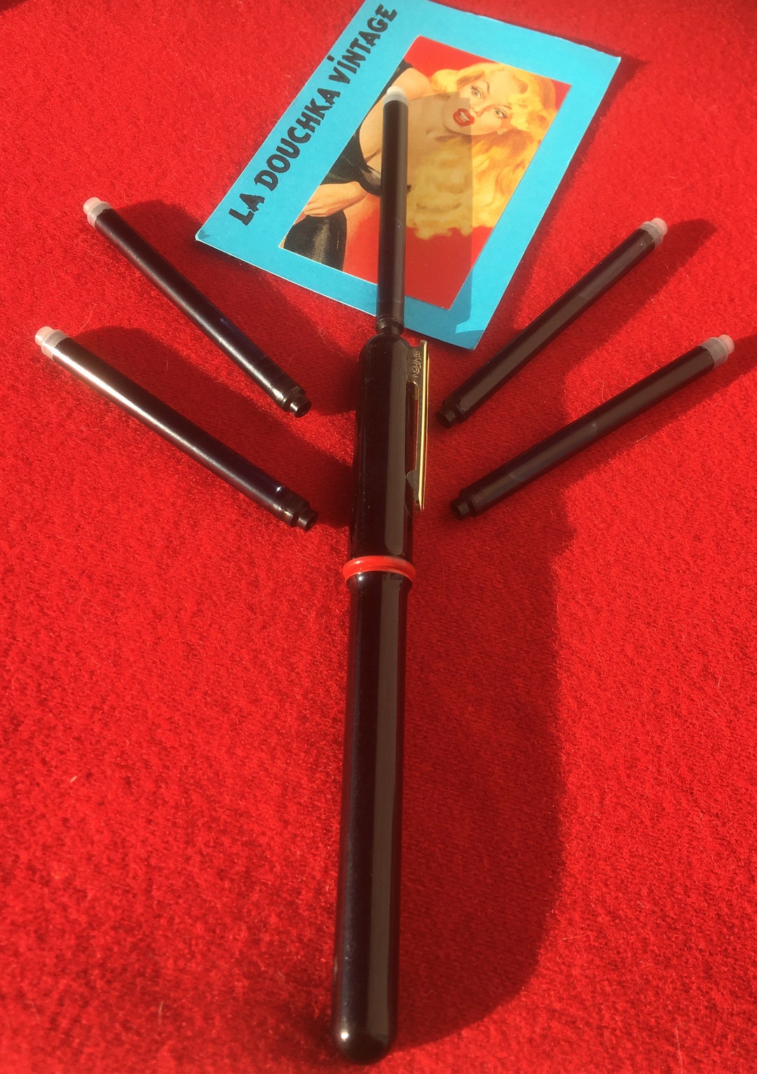 FRENCH Stypen 1960s Timeless FOUNTAIN PEN black & Red Stamped : France ...