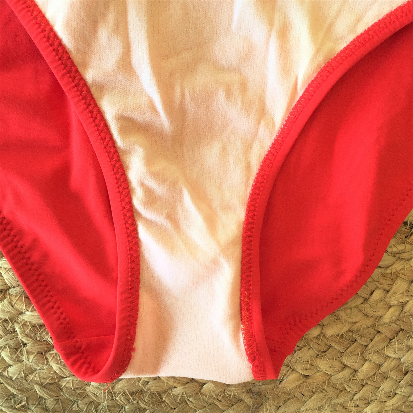French 1980s Woman Vintage 1 Piece Swimsuit Swimwear & Red Beads ...