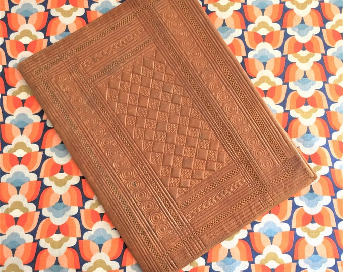 French 1940s Pad Book Notebook Book Cover Brown Carved Embossed Leather ...