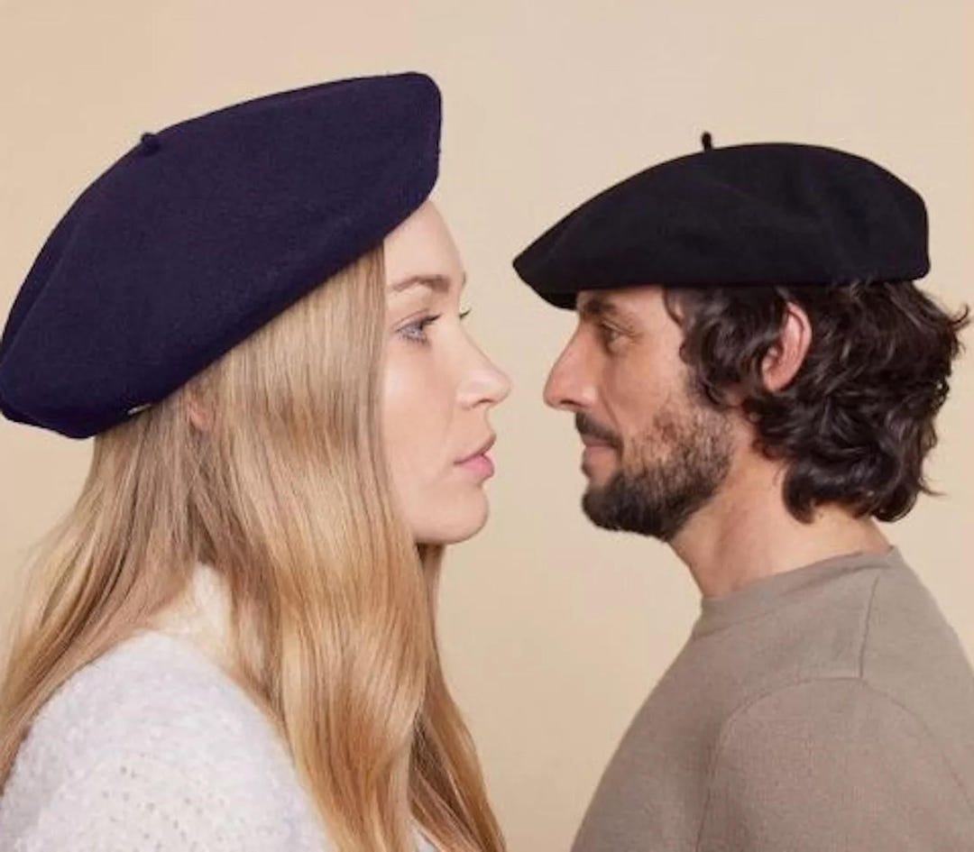FRENCH 1950s Men / Women Traditional BERET HAT~ Navy Blue Wool ~lined ...
