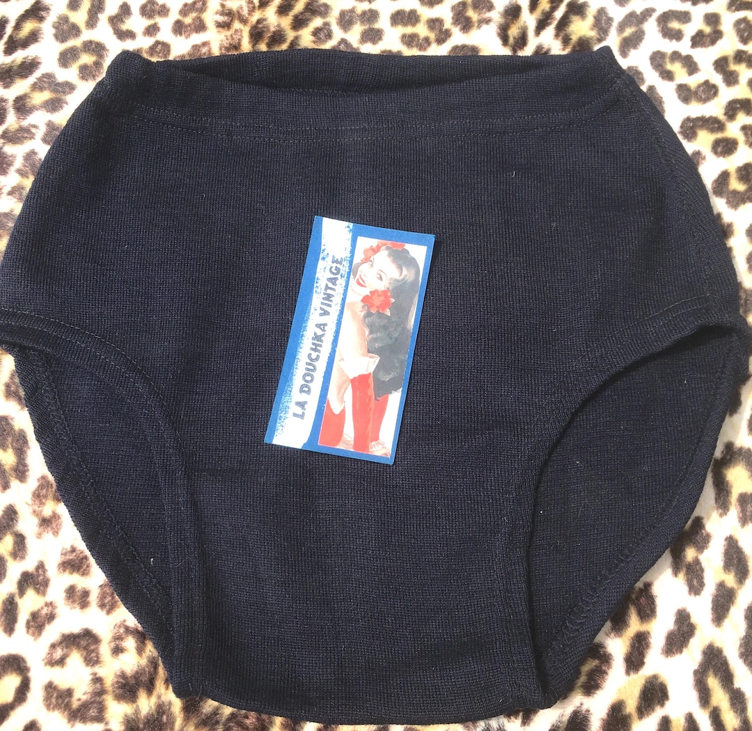 French Army 1950s Military SOLDIER BRIEF UNDERWEAR ~ Navy Blue Wool ...