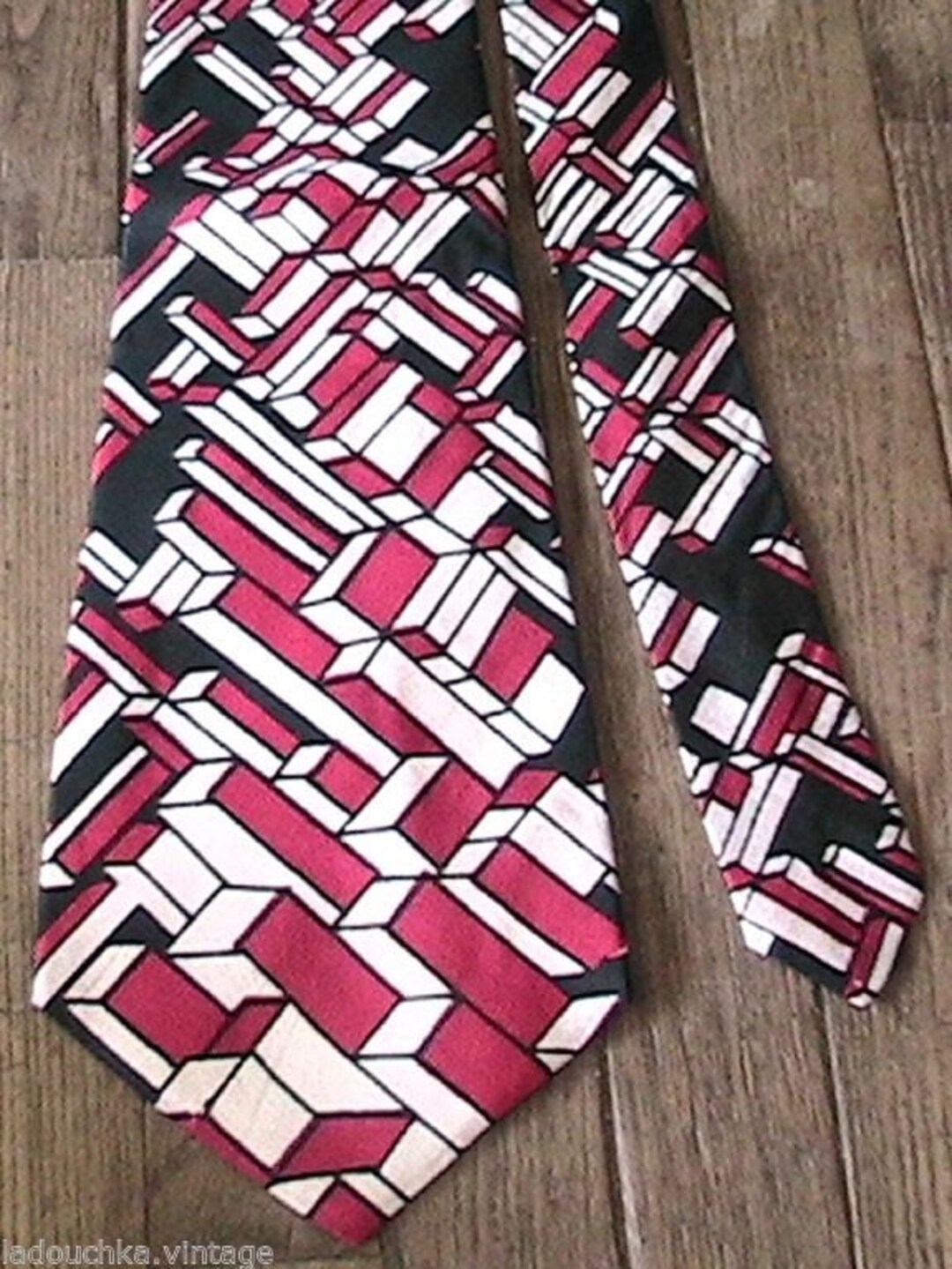 Groovy 1960s Men Silk Kipper Neck Tie Unique 3D Print New Vintage From ...