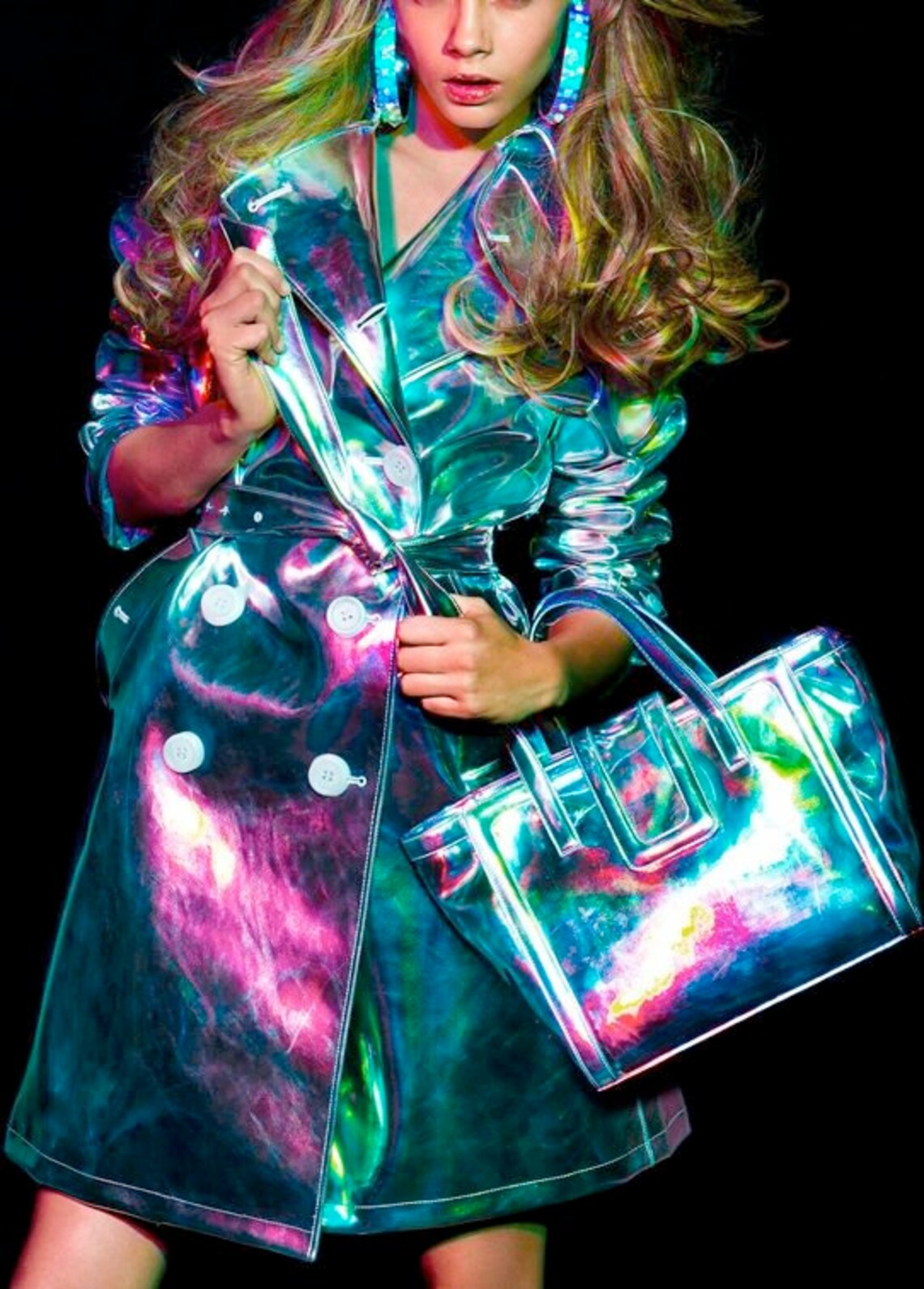 French 1990s Woman Vintage Iridescent Blouse Shirt and Puffy - Etsy