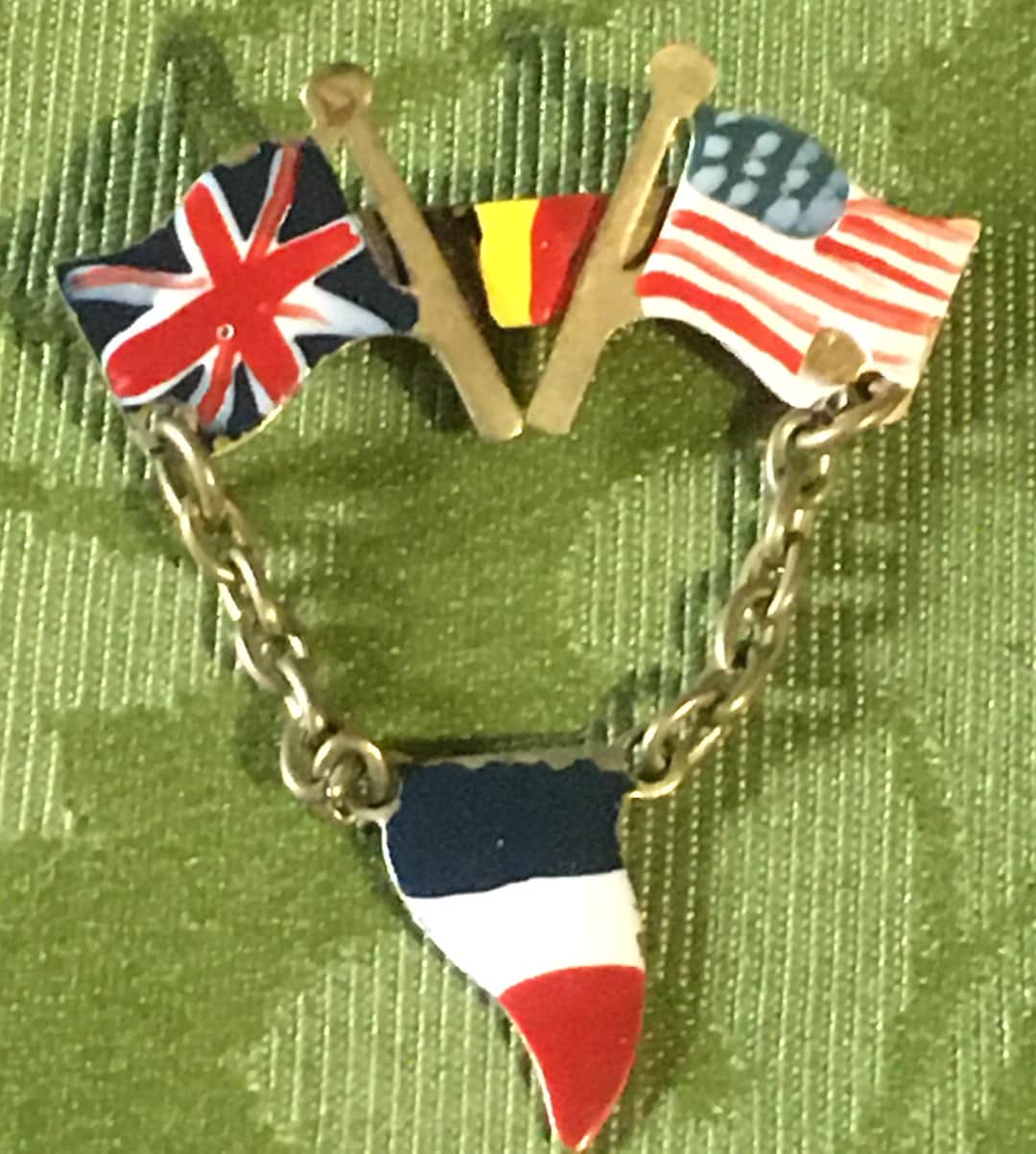 French WW2 1940s Small ALLIES FLAGS BROOCH United States of America ...