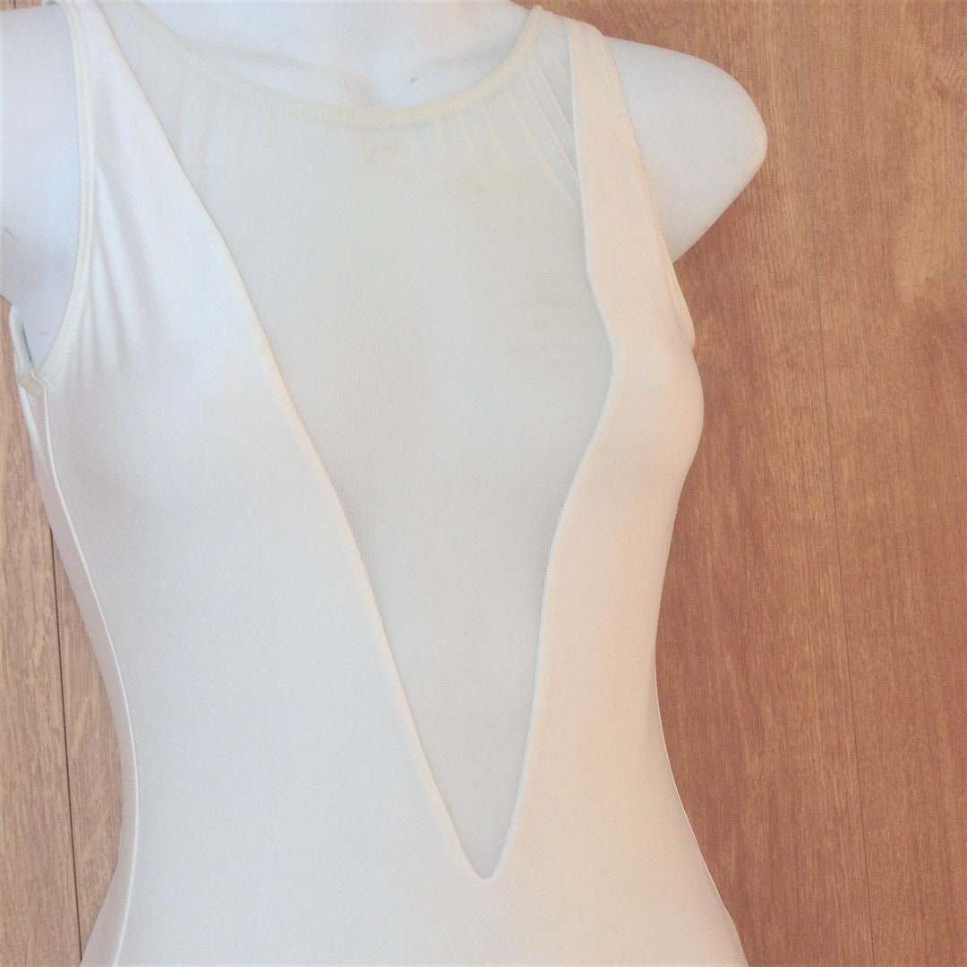French Women Full One Piece Bathing Suit Swimsuit Swimwear Sexy White ...