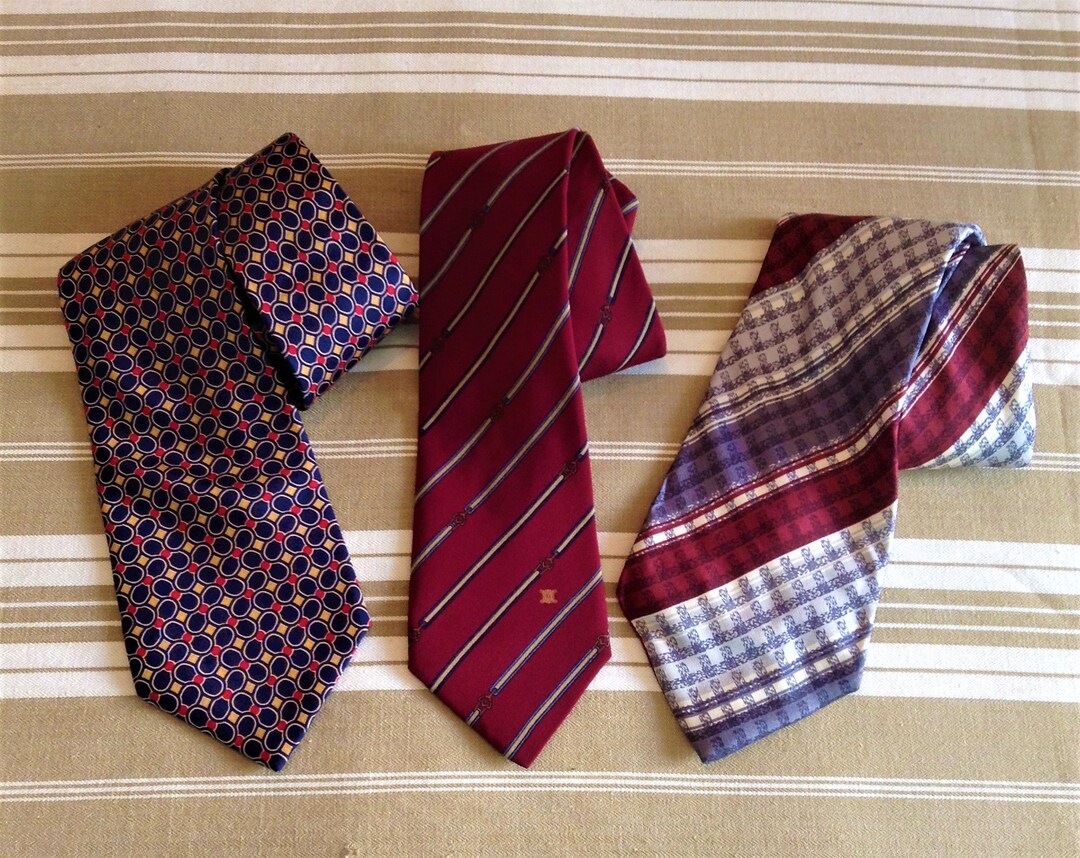 French Designers 1960s Vintage Pure Silk Necktie Ties Lot of 3 Jacques ...