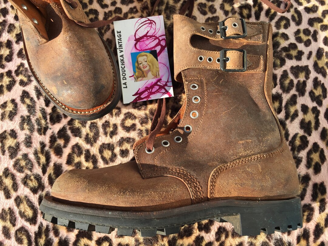 French Army 1960s Soldier Motorcycle RANGER COMBAT BOOTS ~brown Leather ...