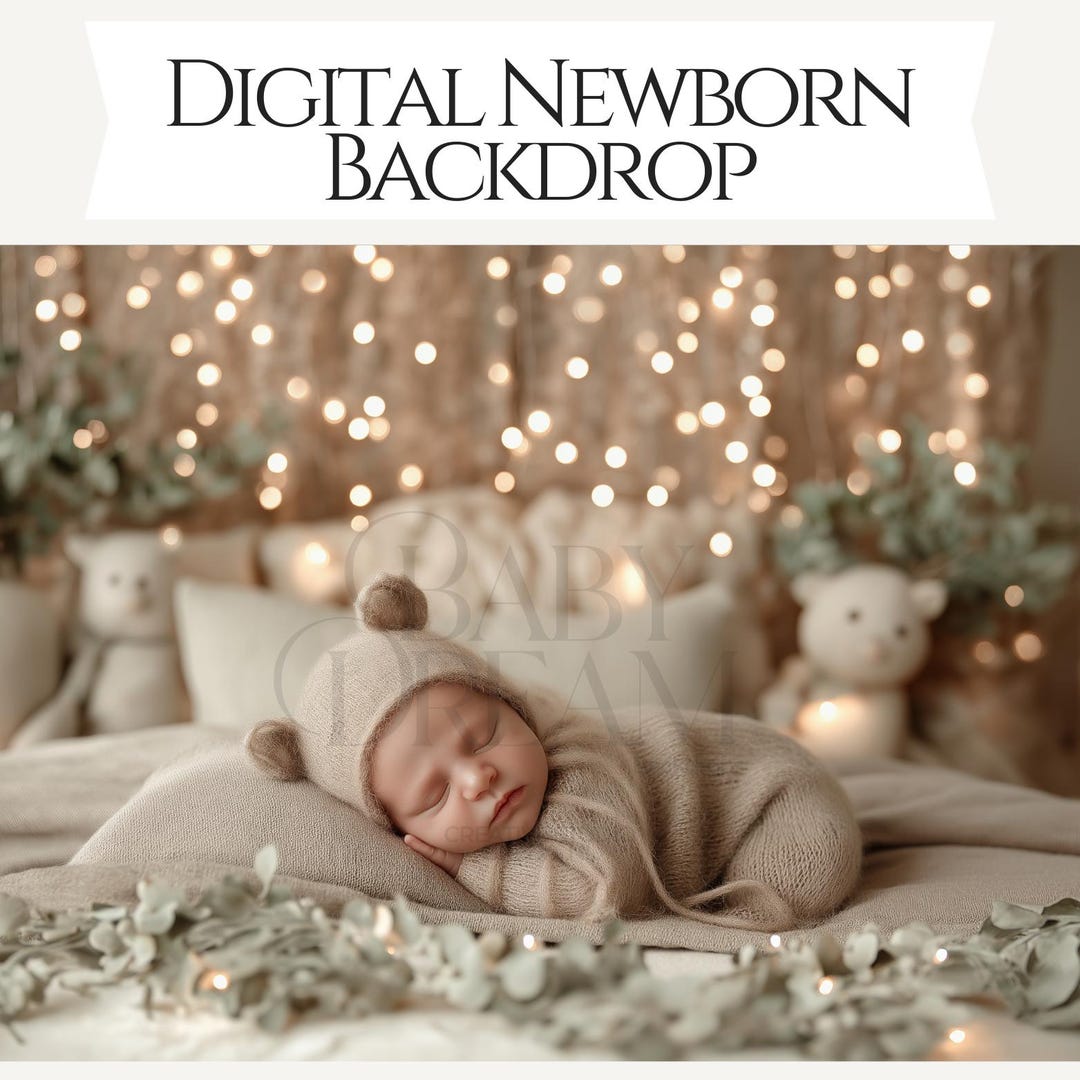 Teddy Bear Newborn Photography Backdrop: Cozy Neutral Scene (PNG ...