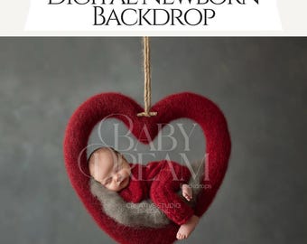 Valentine Heart Hanging Prop Newborn Digital Newborn Backdrop PNG - Etsy