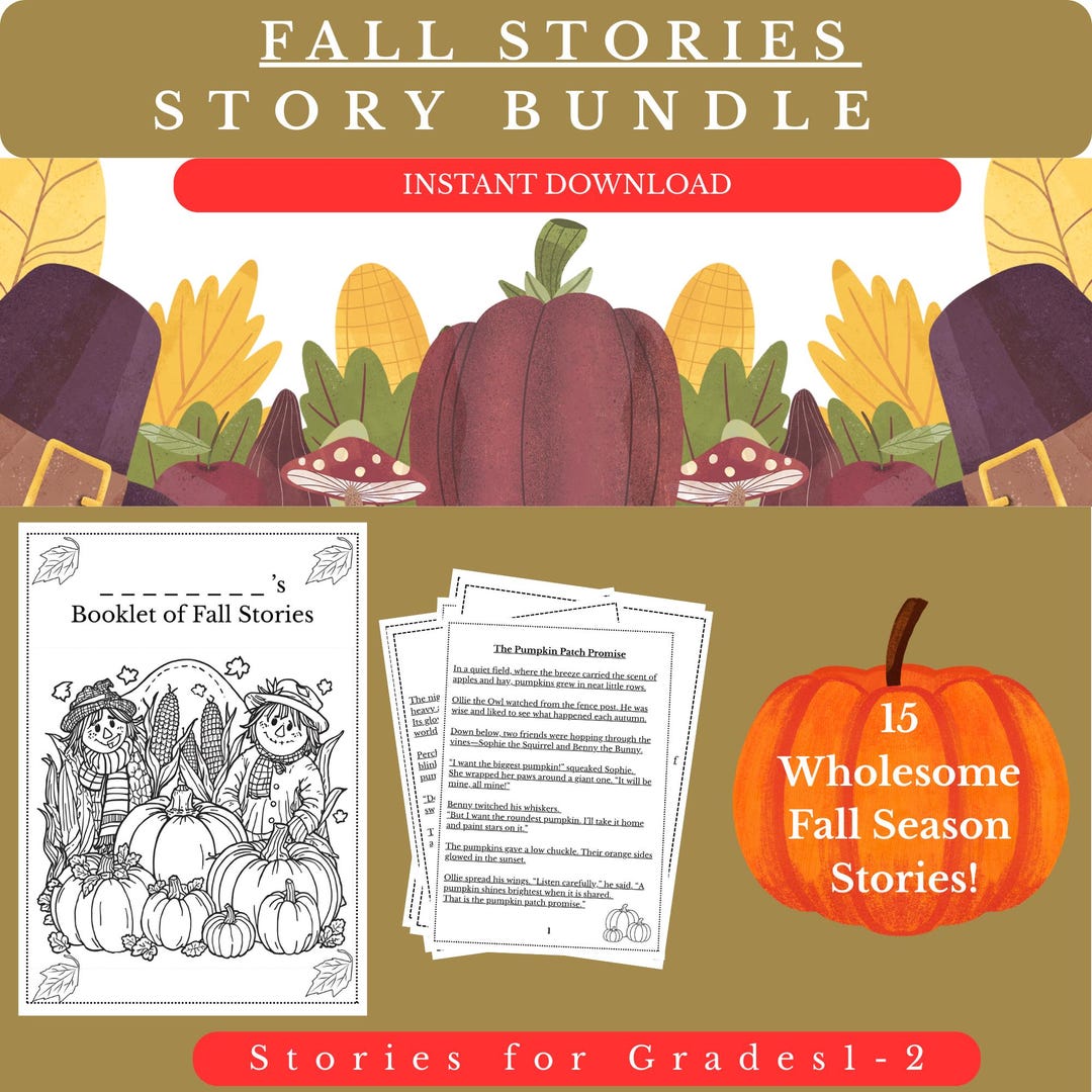 Printable Fall Stories Booklet - Grades 1-2 Reading (black and White ...