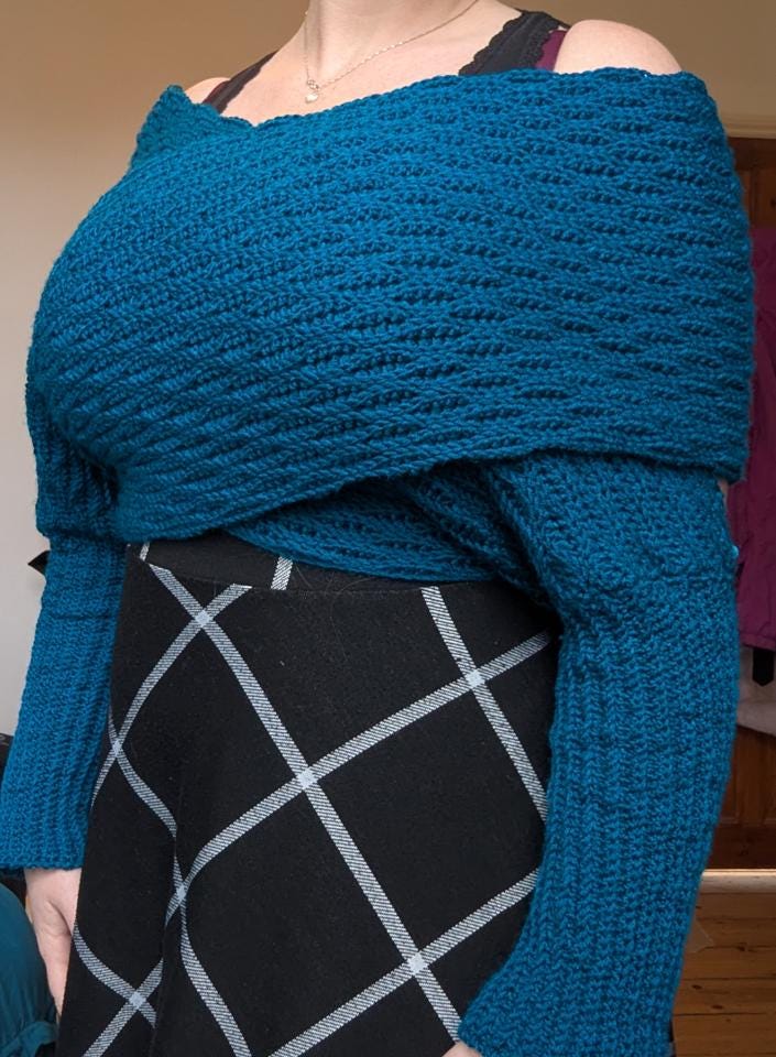 Crochet PDF Pattern With Pictures | Sweater Scarf Wrap With Sleeves ...