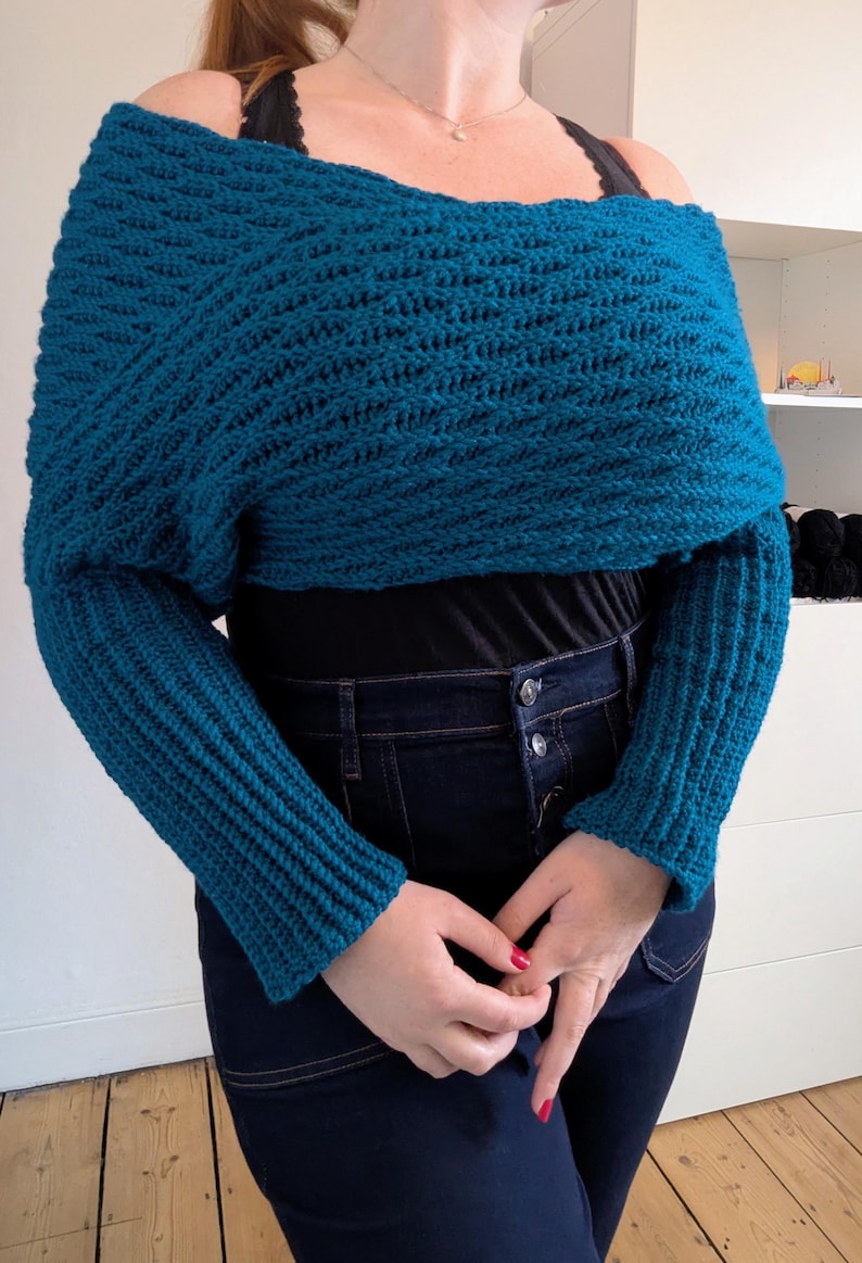 Crochet PDF Pattern With Pictures | Sweater Scarf Wrap With Sleeves ...