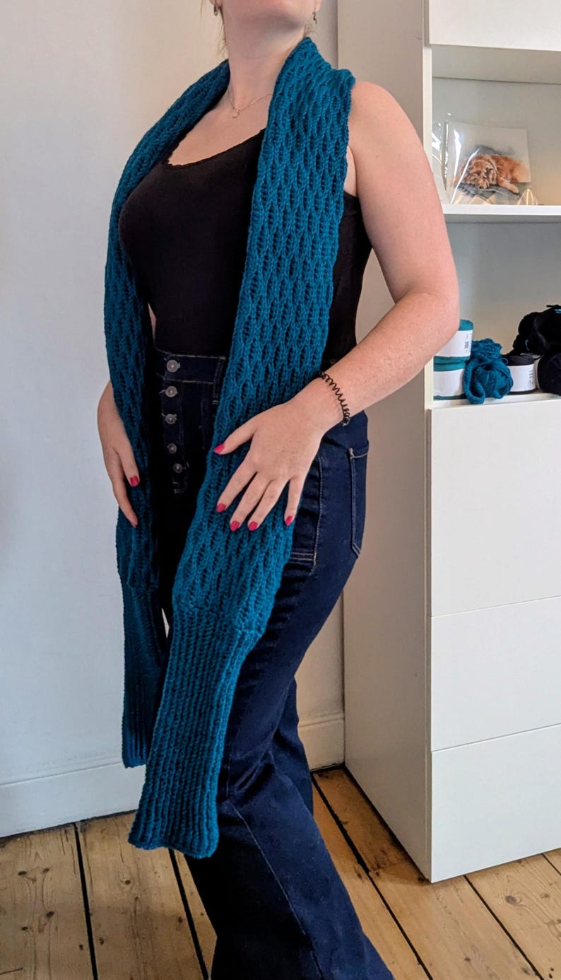 Crochet PDF Pattern With Pictures | Sweater Scarf Wrap With Sleeves ...