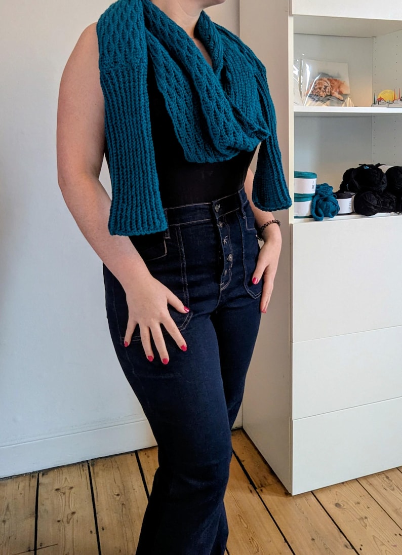 Crochet PDF Pattern With Pictures | Sweater Scarf Wrap With Sleeves ...