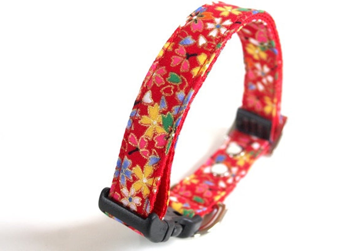 Japanese Kimono Design Sakura Dog Collar Red | Etsy