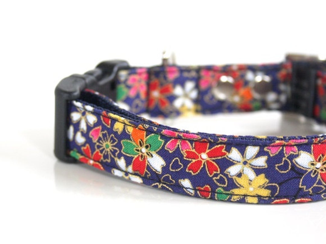 Japanese Kimono Design Sakura Dog Collar - Navy - Etsy