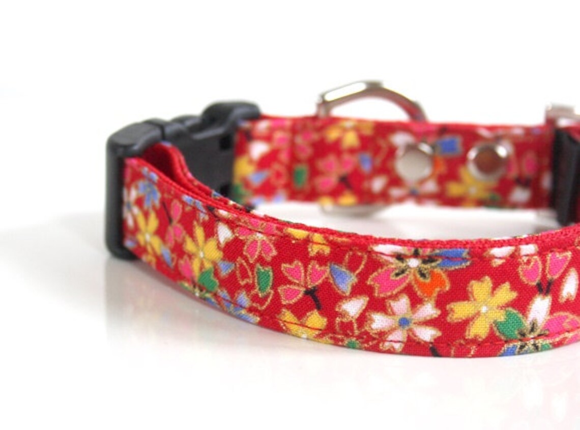 Japanese Kimono Design Sakura Dog Collar Red - Etsy