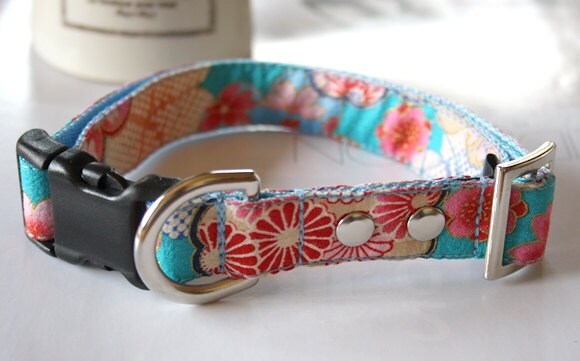 Japanese Kimono Design Turquoise Blue Dog Collar - Etsy