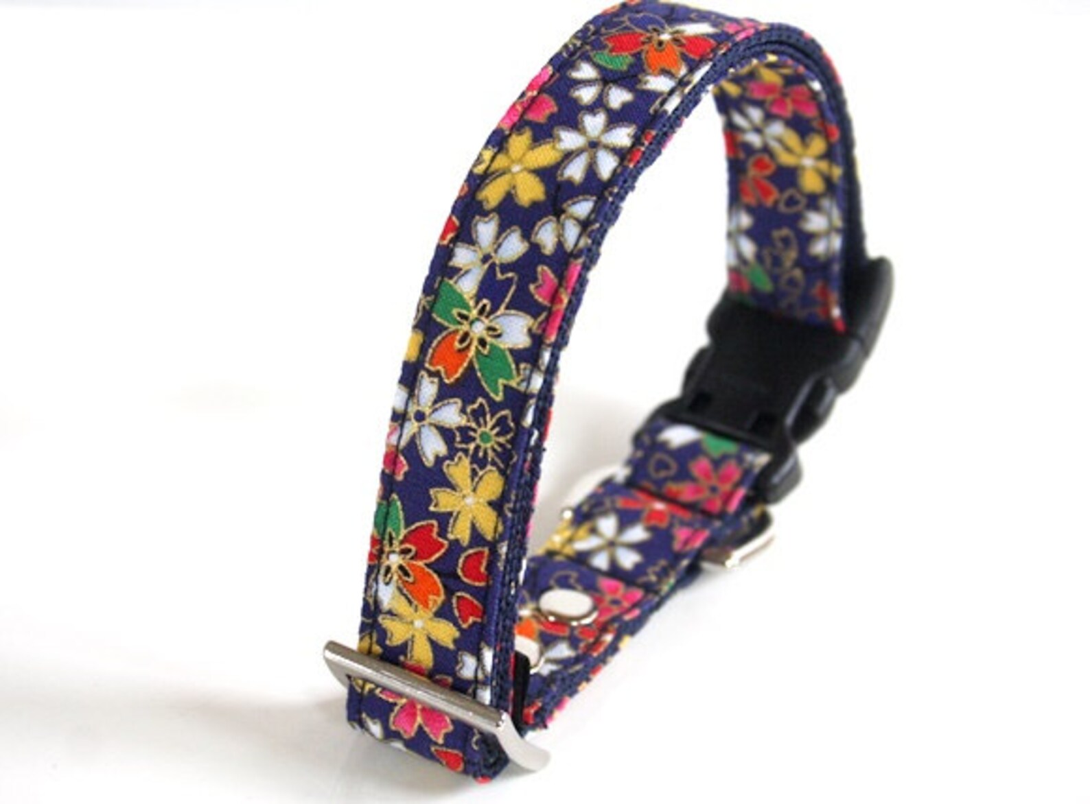 Japanese Kimono Design Sakura Dog Collar Navy | Etsy