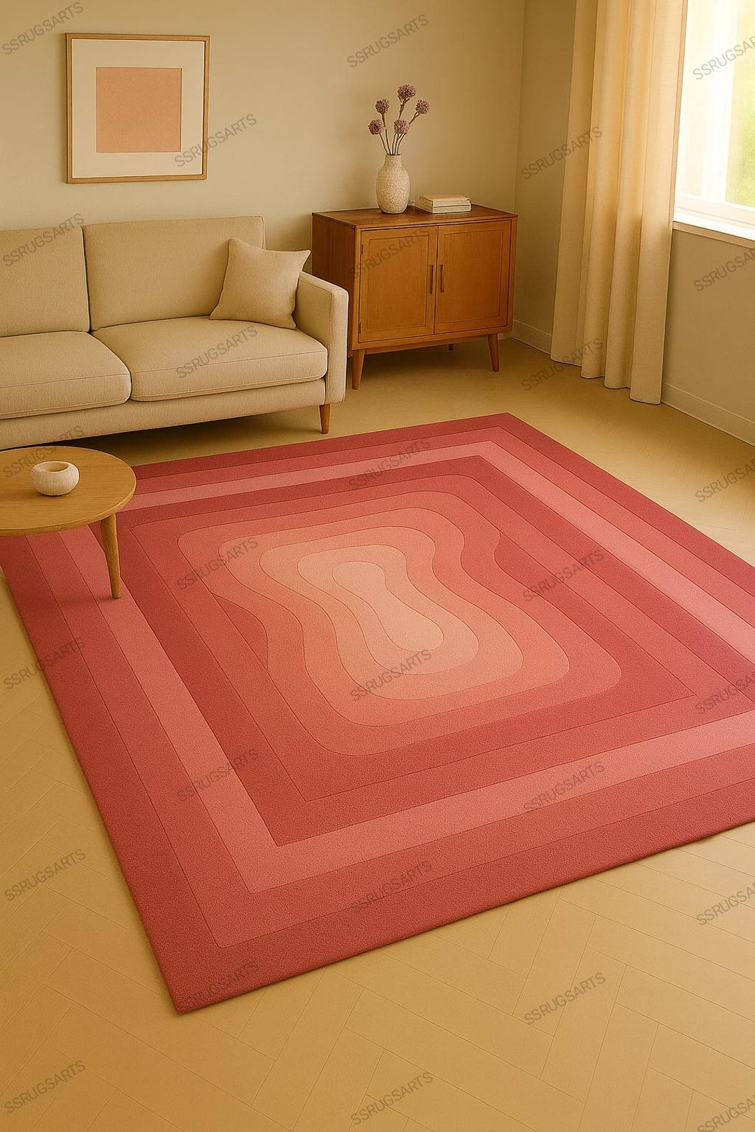 Modern Pink Abstract Rug 5x7 | Layered Gradient Carpet 6x9 8x10 ...