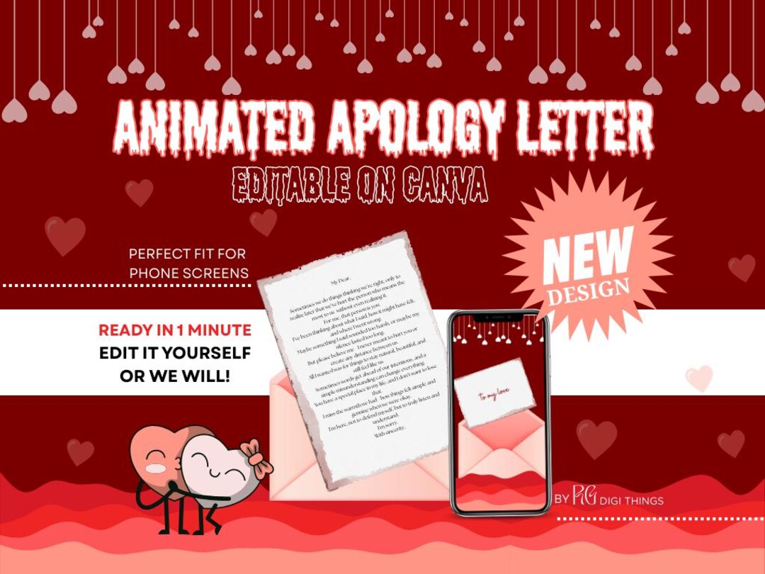 Editable Digital Apology Letter | Animated I’m Sorry Gift for Friend ...