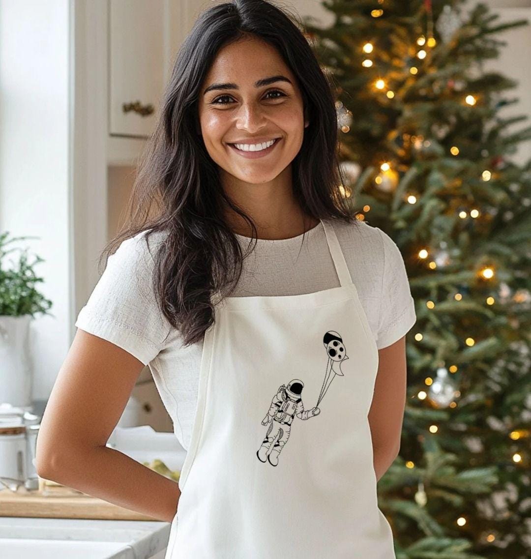 Floating Astronaut Cotton Apron, Space Theme Cooking Smock, Organic ...
