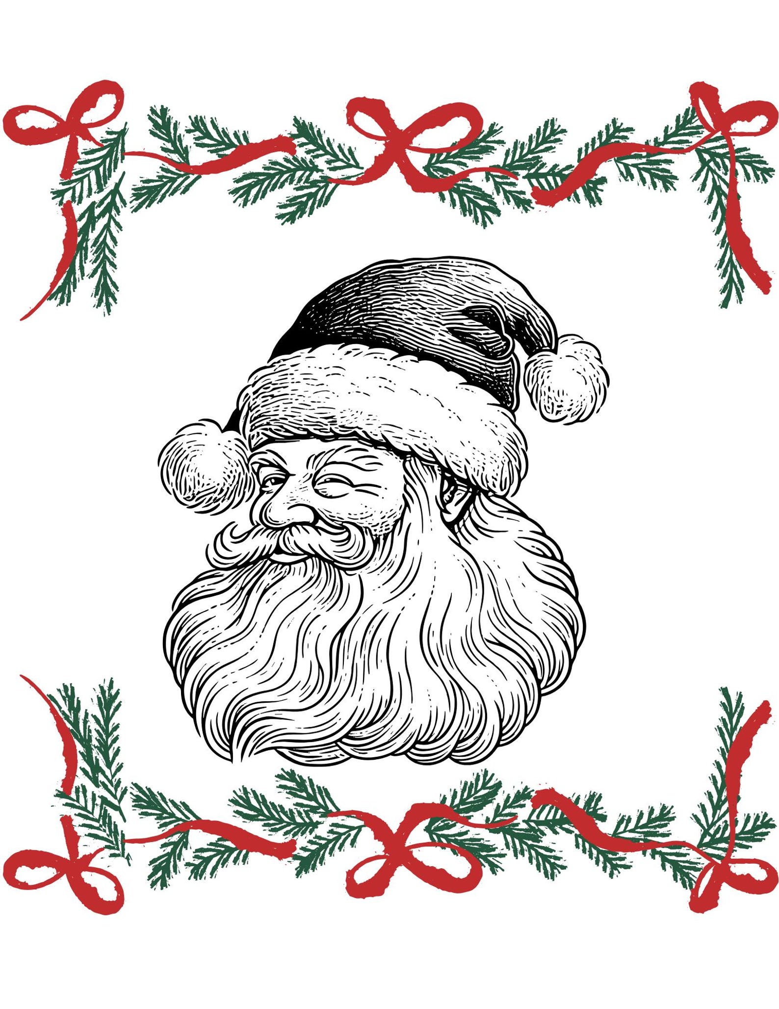 Christmas Coloring Pages | Santa, Reindeer Printable Art (digital ...