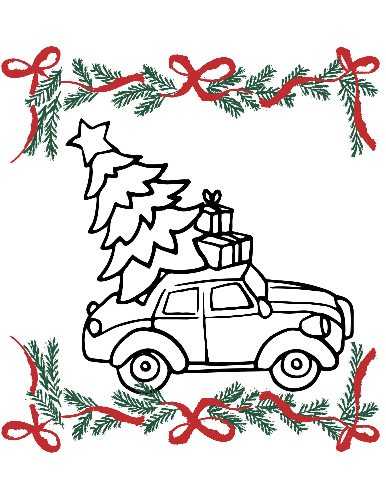 Christmas Coloring Pages | Santa, Reindeer Printable Art (digital ...