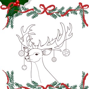 Christmas Coloring Pages | Santa, Reindeer Printable Art (digital ...